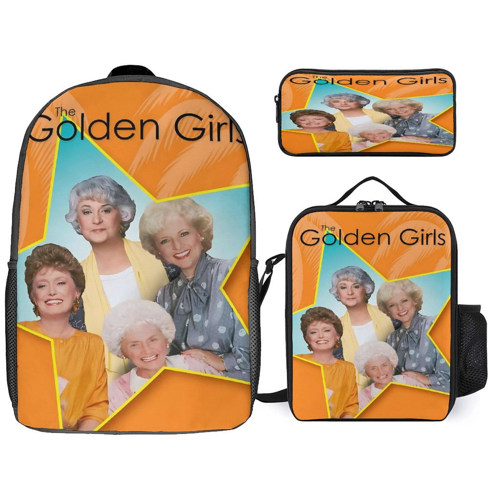 Golden Gir-l Backpack 3PCS Backpack Set Lunch Box and Pencil Case ...