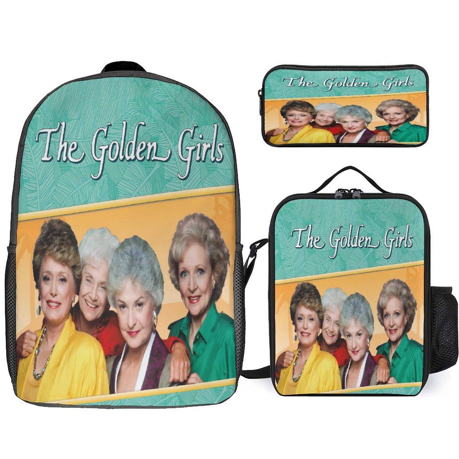 Golden Gir-l Backpack 3PCS Backpack Set Lunch Box and Pencil Case ...
