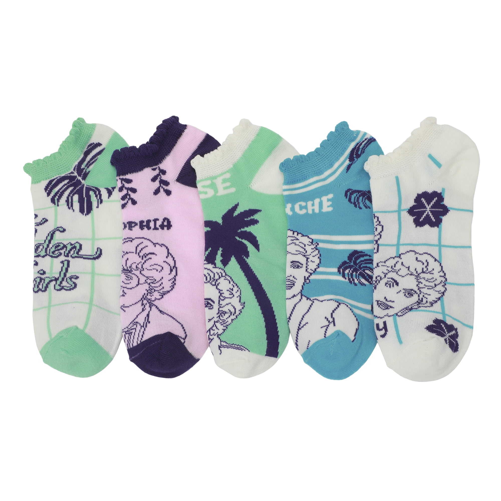 Golden Girls Character Illustrations Women's 5-Pair Ankle Socks ...