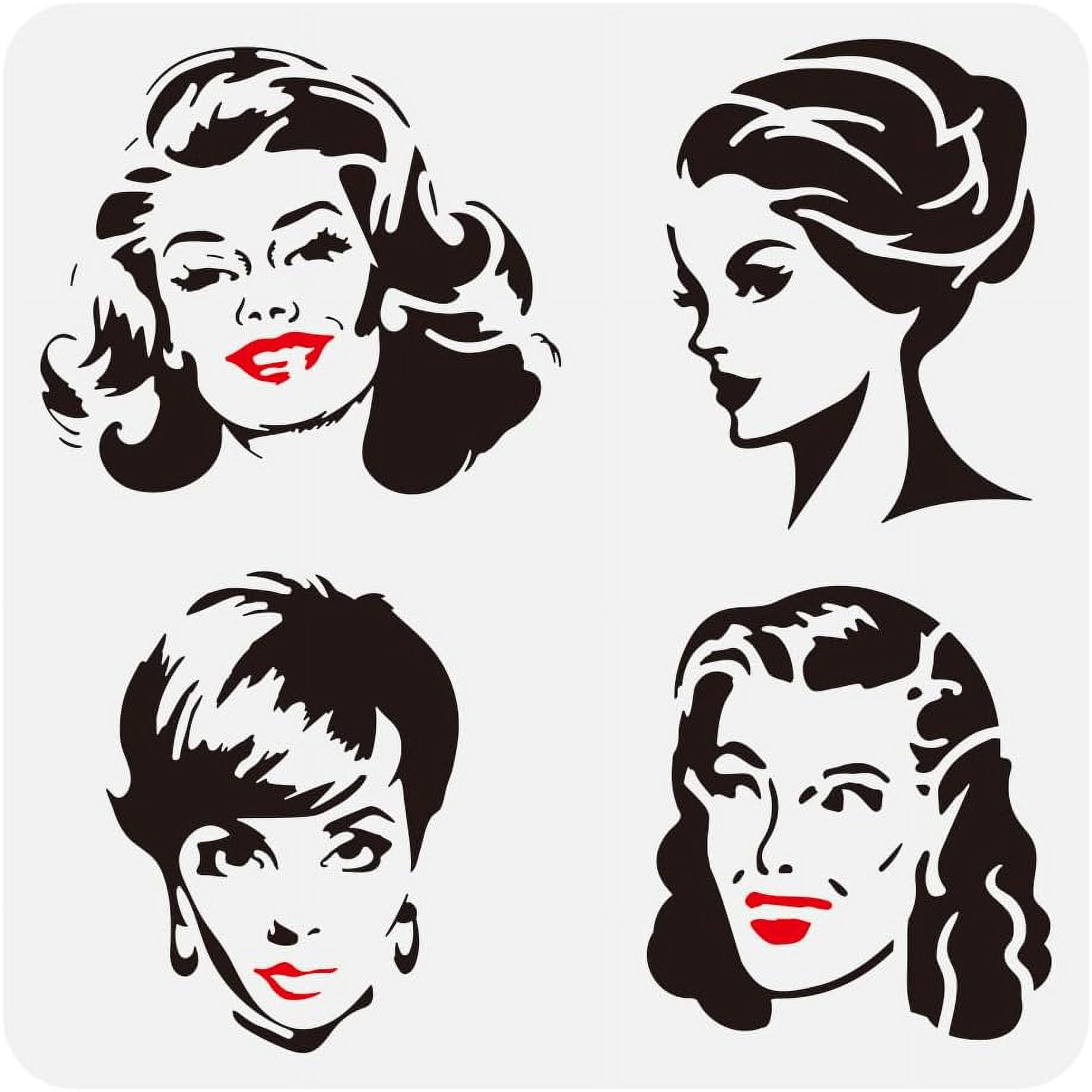 Golden Girls Stencil 11.8x11.8" Realistic Lady Avatar Painting Stencils Female Face Drawing ...