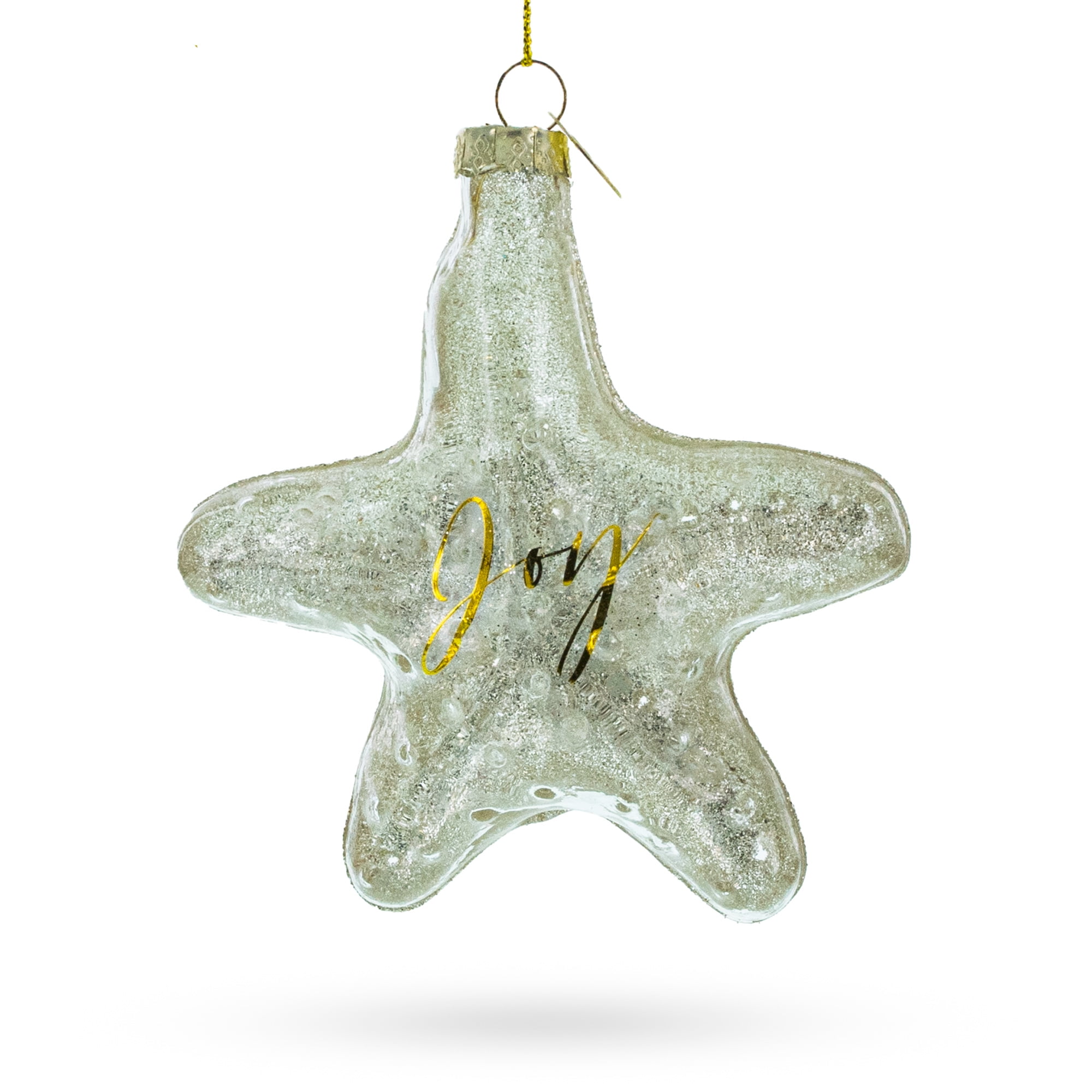 Golden Gleaming Star "Joy" Glass Christmas Ornament - Walmart.com