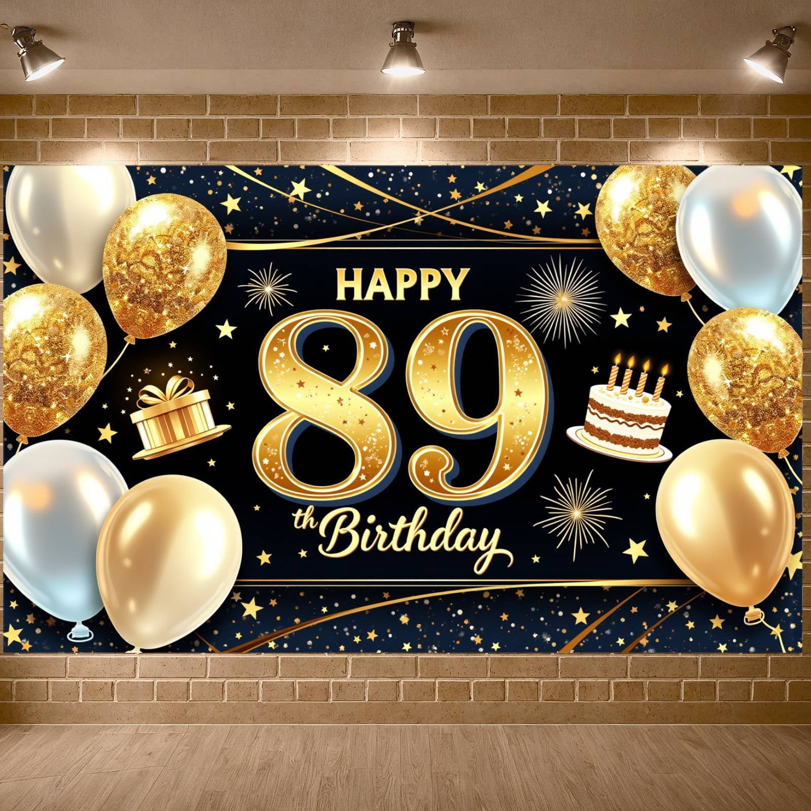 Golden Glitter 89th Birthday Banner Metallic Balloons Display Star ...
