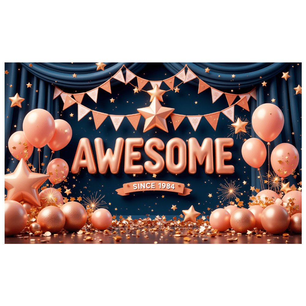 Golden Glitter Awesome Birthday Banner Star Pattern Balloon Decoration ...