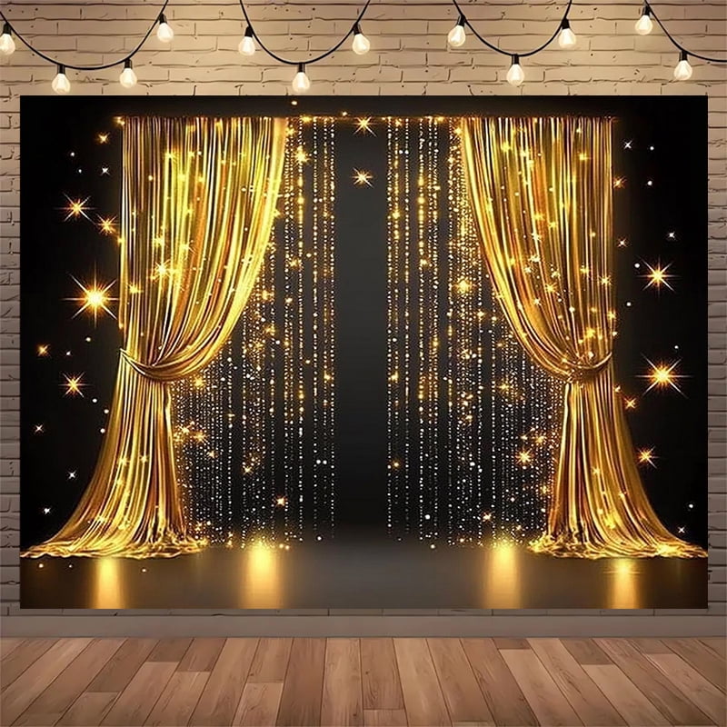 Golden Glitter Curtain Backdrop Gold Bokeh Birthday Party Background ...