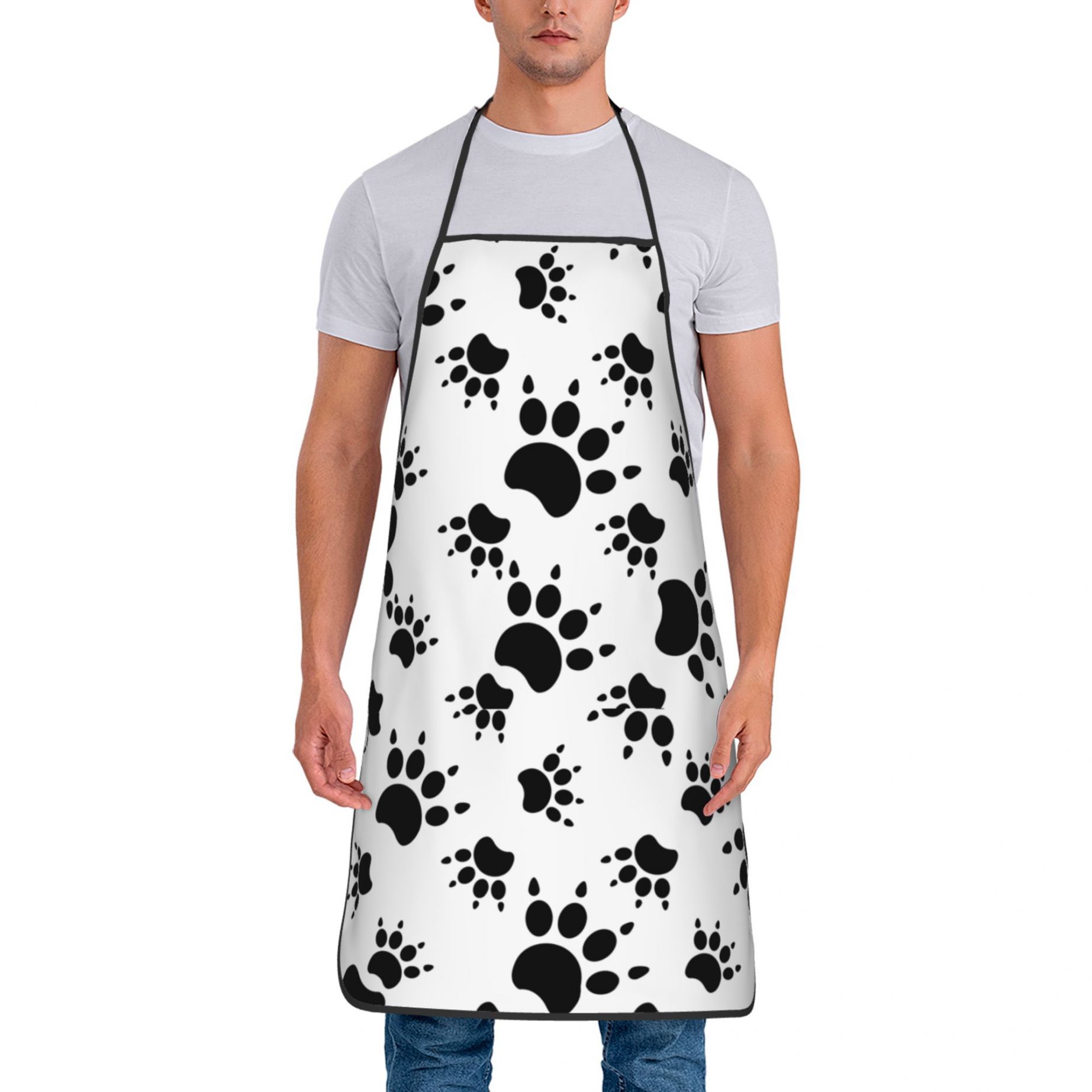 Golden Glitter Dog Paw(1) Aprons for Women Men Waterproof Apron Kitchen ...