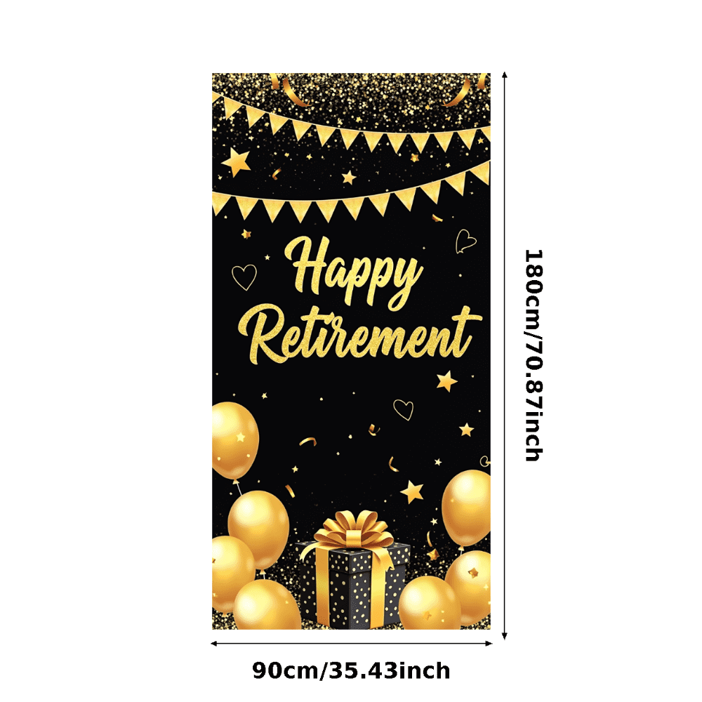 Golden Glitter Happy Retirement Celebration Banner for Retirement Party ...