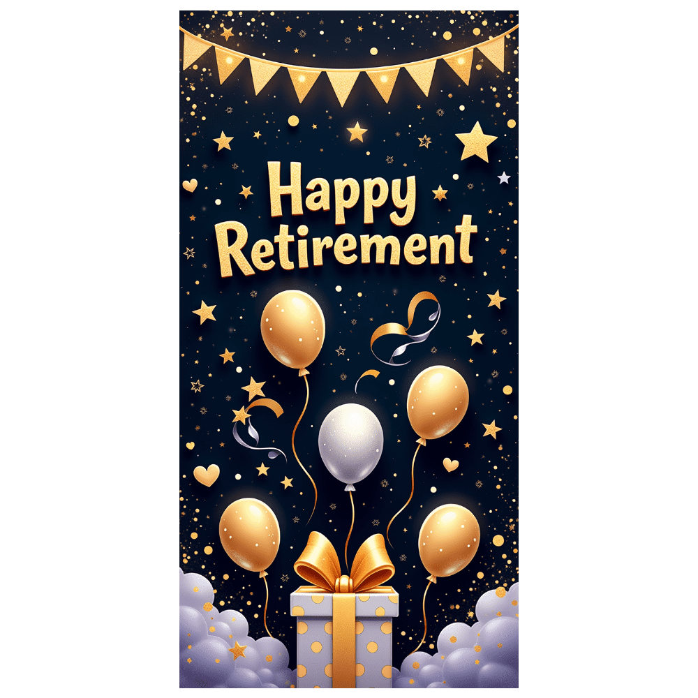 Golden Glitter Happy Retirement Celebration Banner for Retirement Party ...