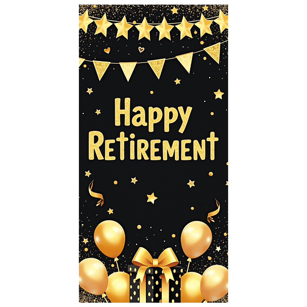 Golden Glitter Happy Retirement Celebration Banner for Retirement Party ...