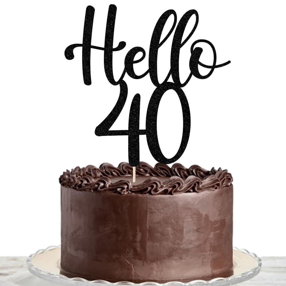 Golden Glitter Hello 40 Cake Topper AIS1 - Forty and Fabulous Cake ...