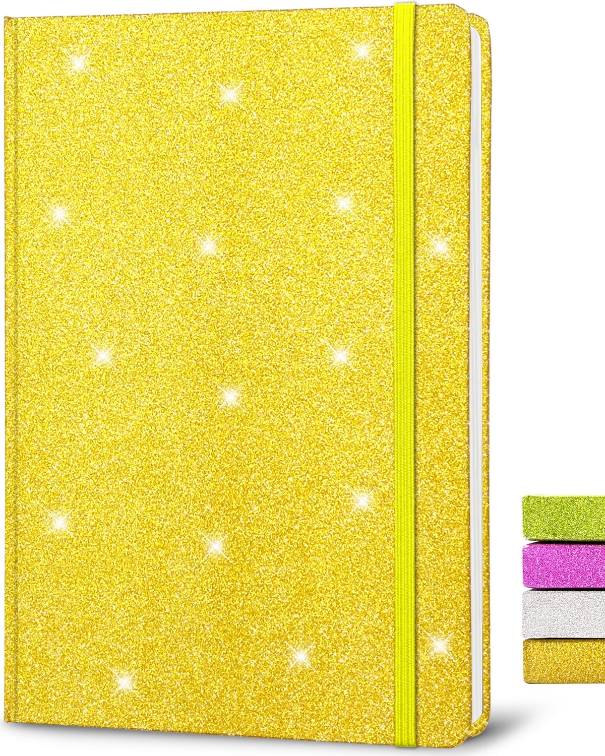 Golden Glitter Notebook, 8.3x5.7” 160 Lined Pages Glitter Never Peel ...