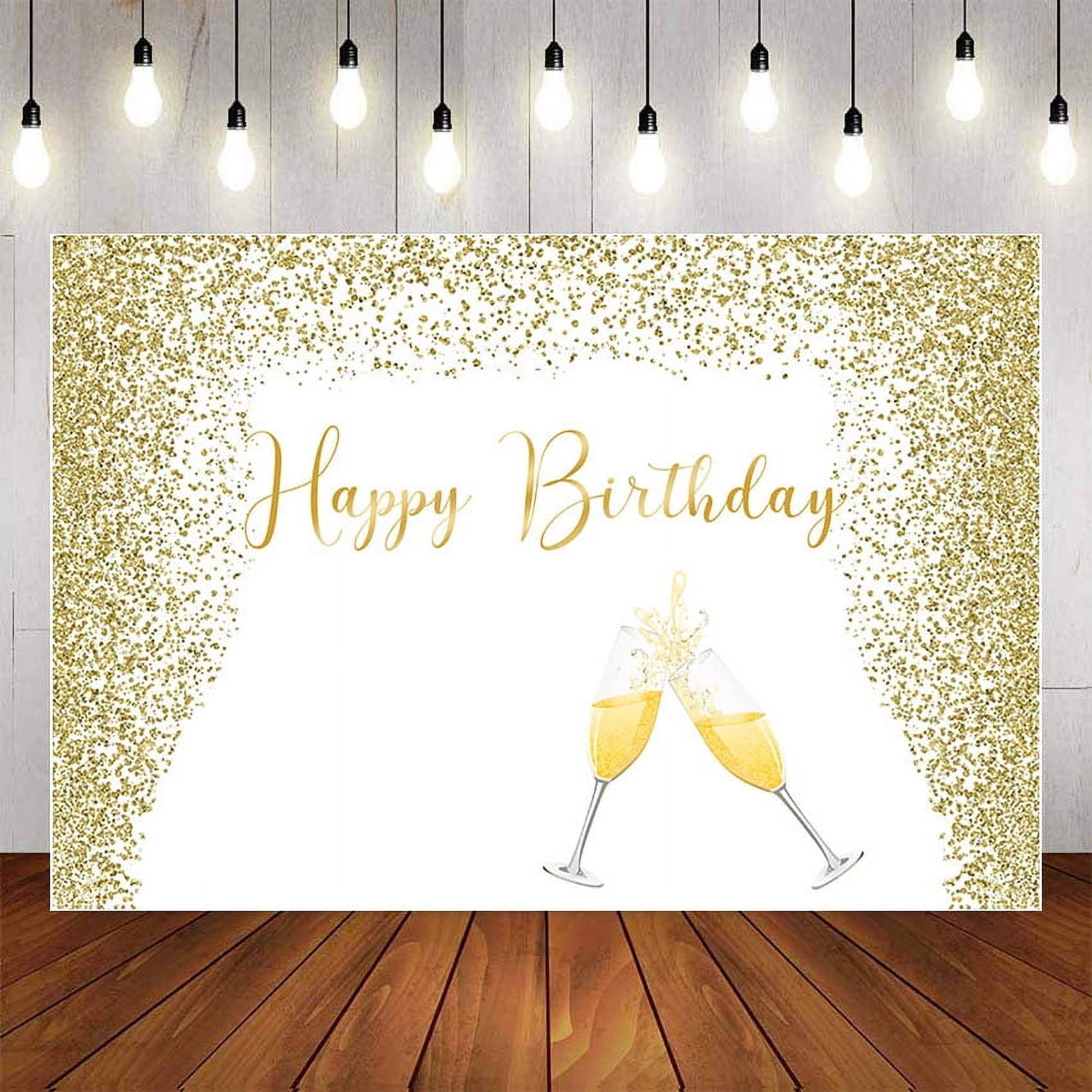 Golden Glitter Spots Dots Champagne Adults Women Happy Birthday Party Backdrop Photo Studio Prop ...