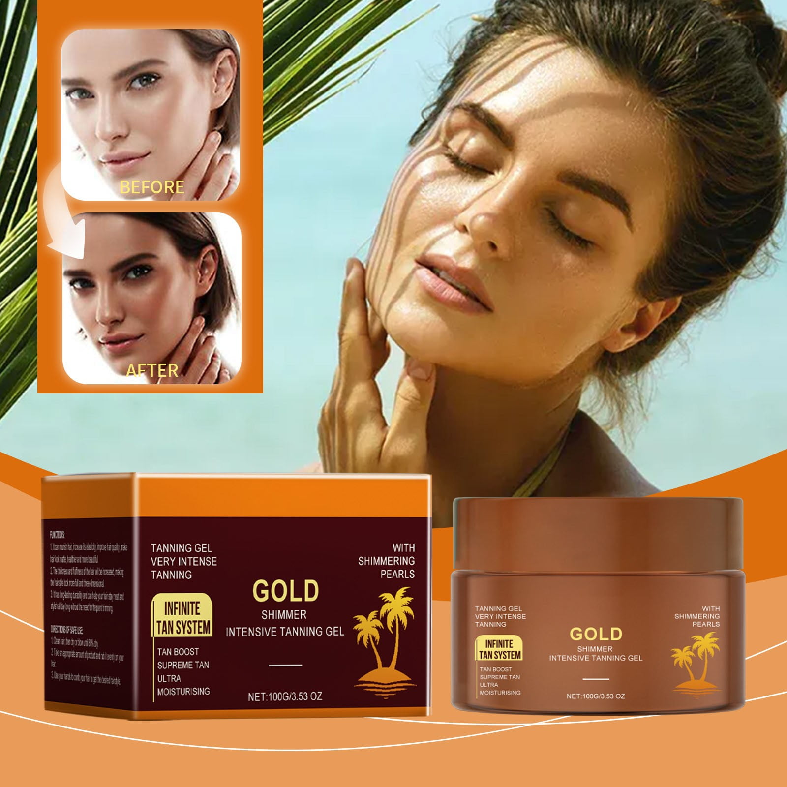 Golden Glitter Tanning Gel For Repairing And Even Skin Tone Creating ...