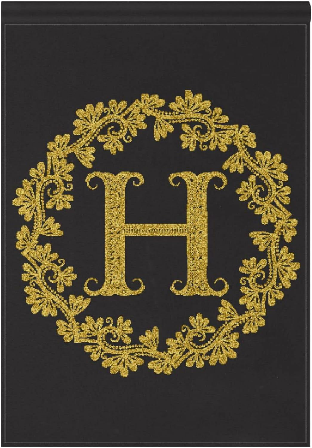 Golden Glittering Letter H Monogram in Vintage Style Garden Flag Double ...