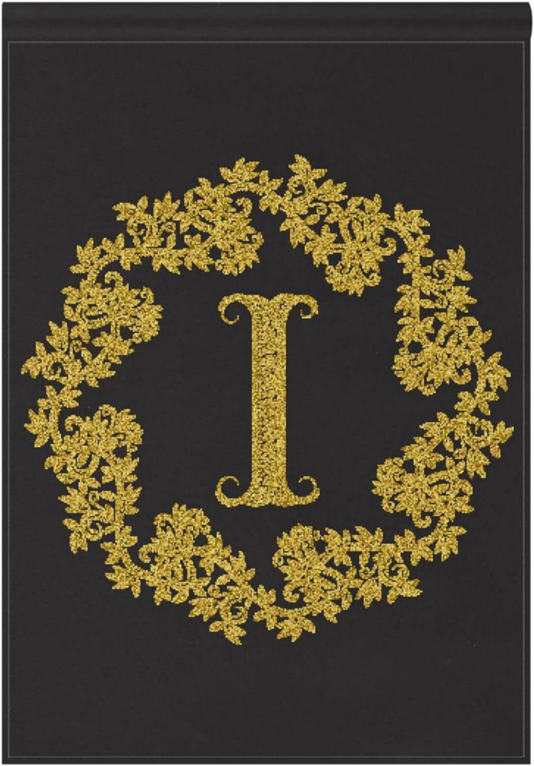 Golden Glittering Letter I Monogram in Vintage Style Garden Flag Double ...
