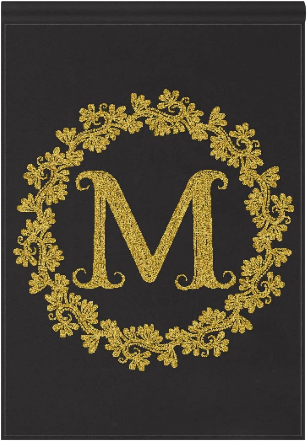 Golden Glittering Letter M Monogram in Vintage Style House Flag Double ...