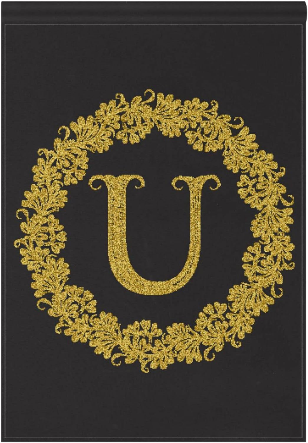 Golden Glittering Letter U Monogram in Vintage Style House Flag Double ...