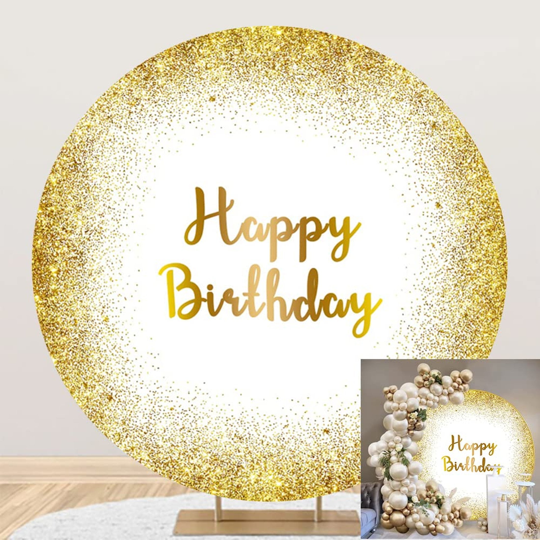 Golden Glow Birthday Backdrop - 6.5x6.5ft Glittering Photography ...