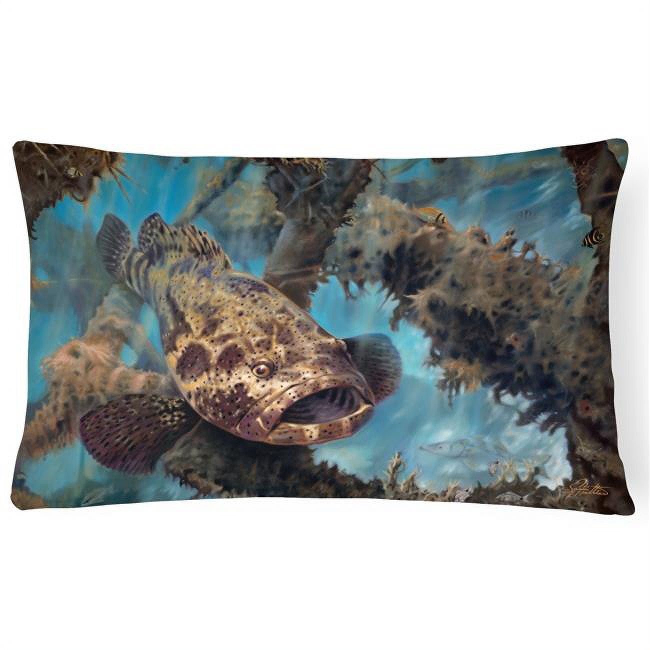 Golden Goliath Grouper Canvas Fabric Decorative Pillow - Walmart.com