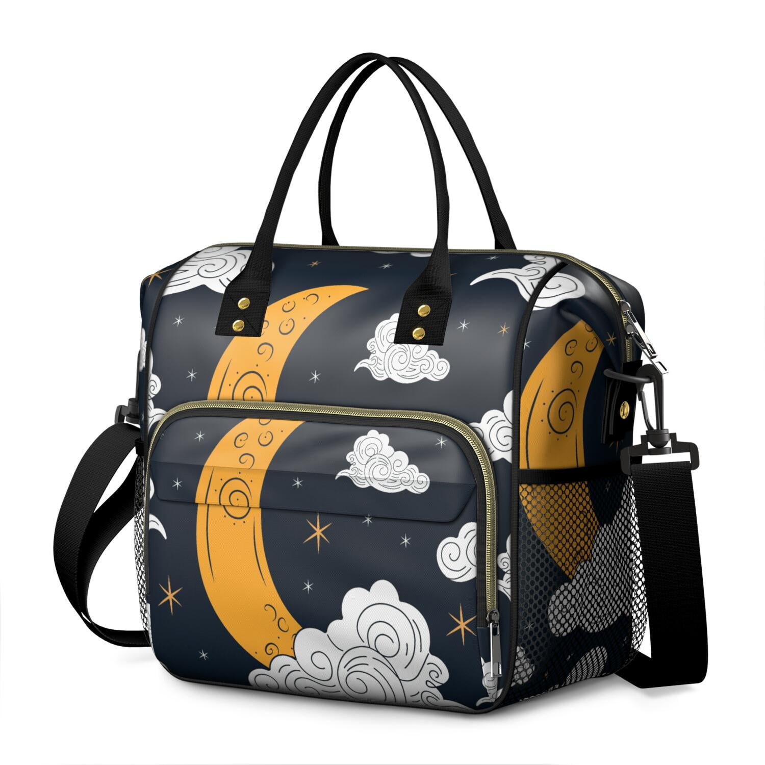 Golden Gothic Lunch Tote – Leakproof Insulated Cooler Bag with Spiritual Starry Night Pattern ...