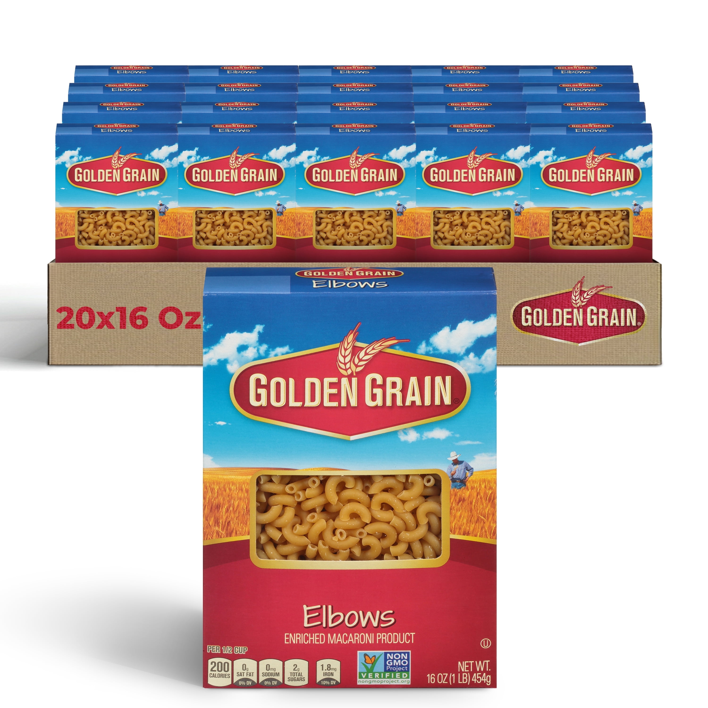 Golden Grain Elbow Macaroni, 20-Pack (16 oz Each) – Classic Pasta for ...