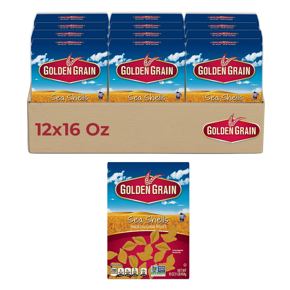 Golden Grain Large Pasta Sea Shells, 12-Pack (16 oz Each) – Perfect for ...