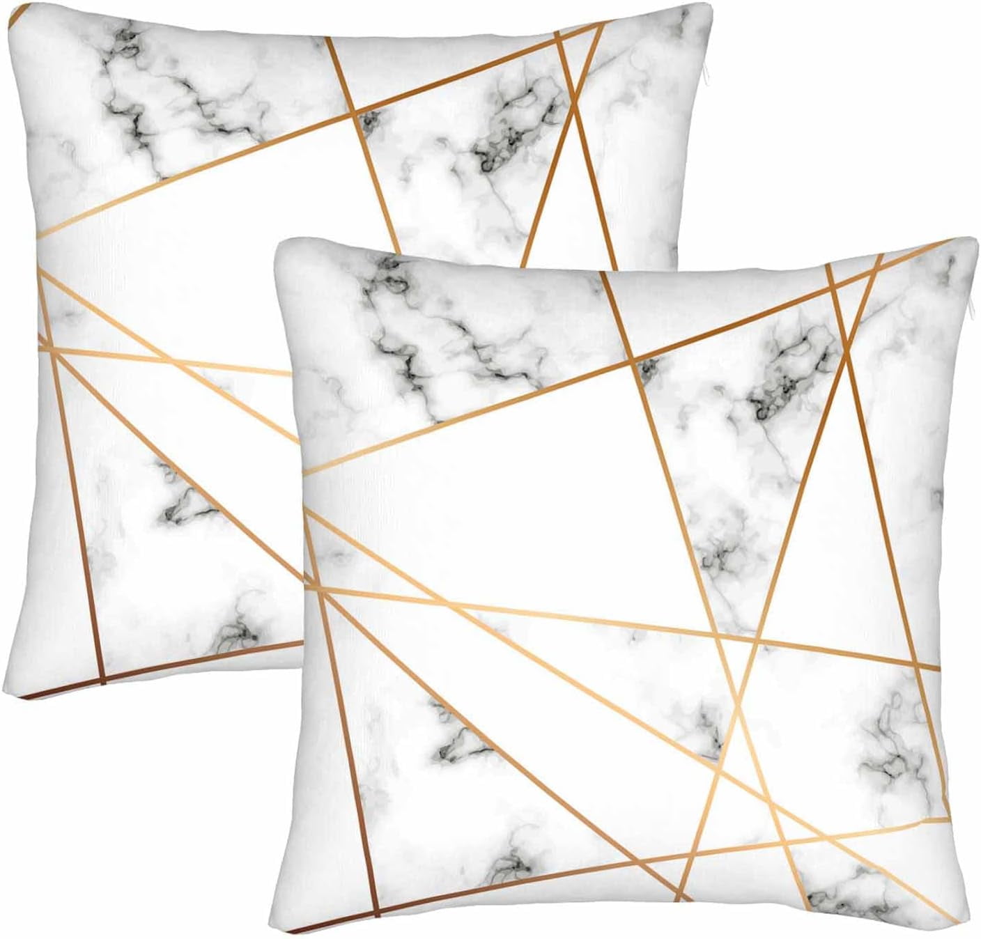 Golden Gray Marble Throw Pillow Cover Set of 2 Cases Stone Block ...