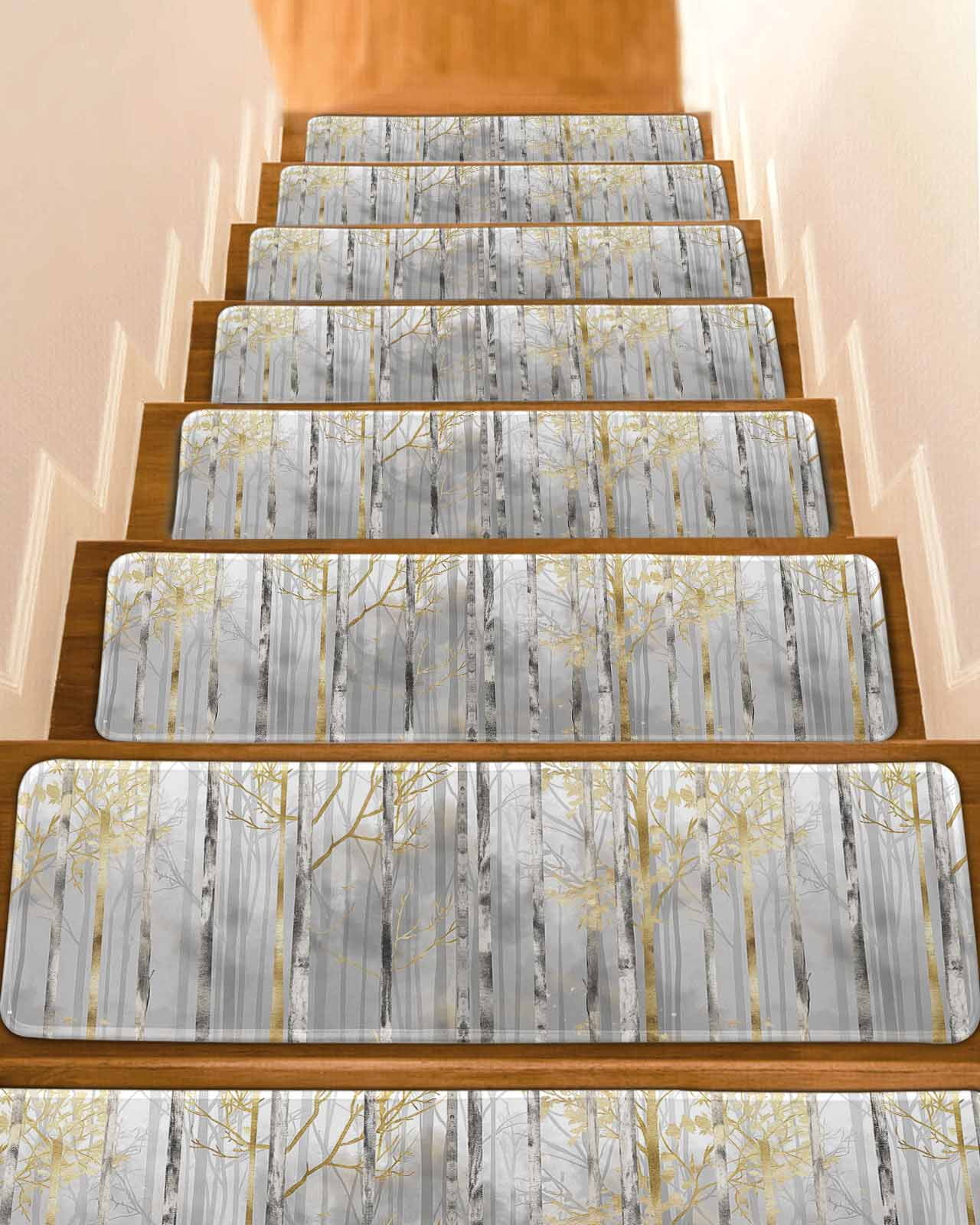 Golden Grey Tree Stair Treads for Wooden Steps Indoor Runner Rug Carpet ...