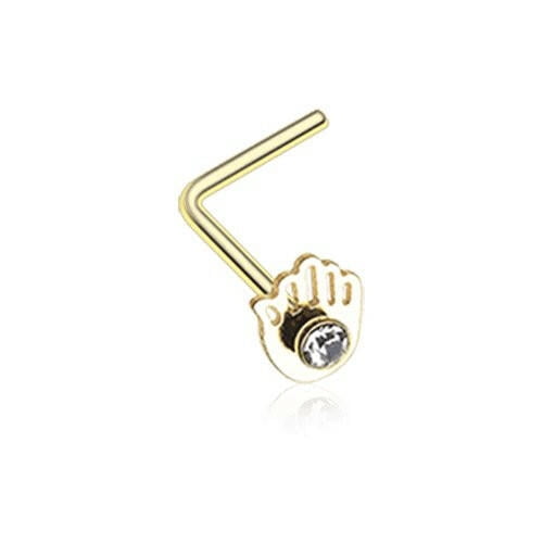Golden Hamsa Sparkle L-Shaped Nose Ring - Walmart.com