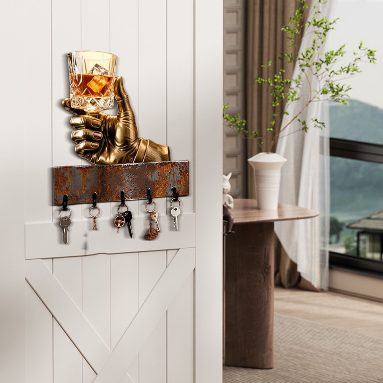 Golden Hand Key Holder with Glass, Personalized Key Hooks Wall Mount ...