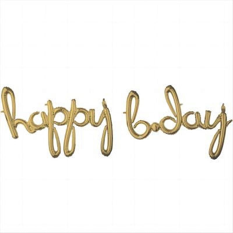 Golden Happy B-Day Cursive Letter Balloon Banners,27in - Walmart.com