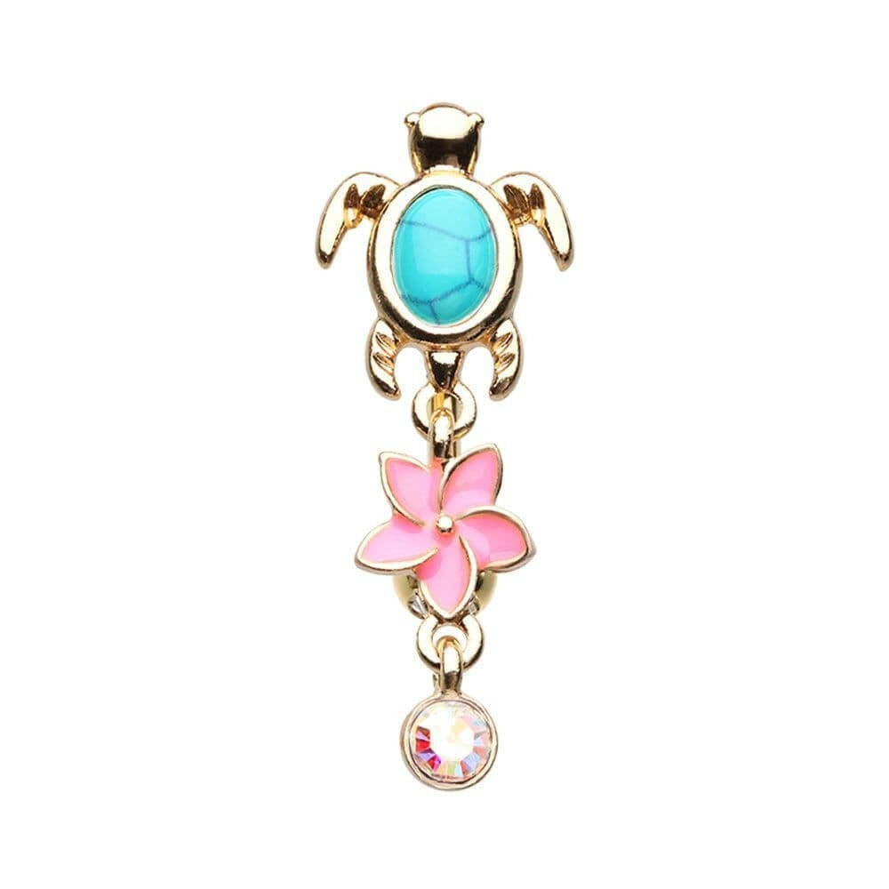 Golden Hawaiian Sea Turtle Belly Button Ring - Walmart.com