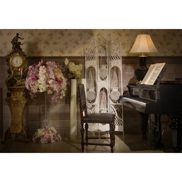 Golden Headboard Chairs Table Lights Photography Backdrops Interior ...