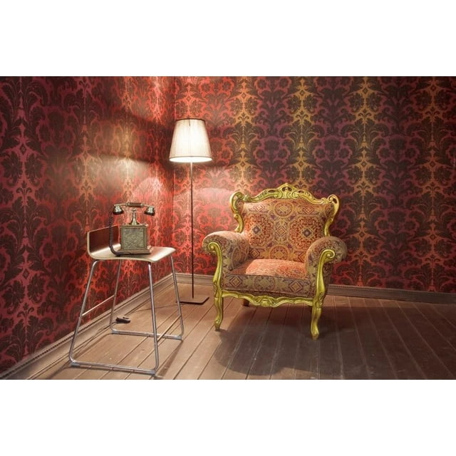 Golden Headboard Chairs Table Lights Photography Backdrops Interior ...