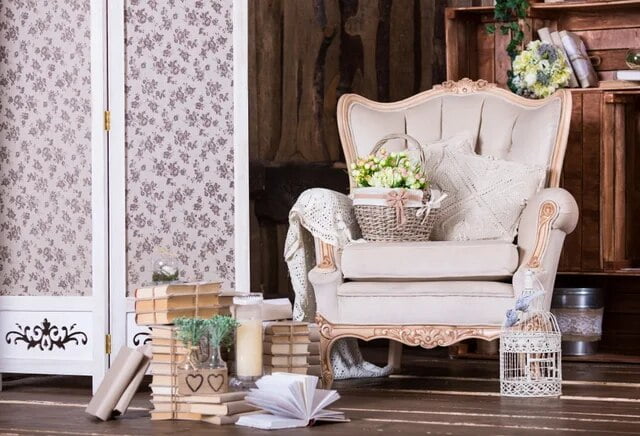 Golden Headboard Chairs Table Lights Photography Backdrops Interior ...