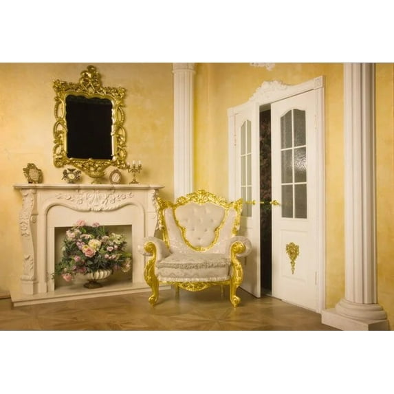 Golden Headboard Chairs Table Lights Photography Backdrops Interior ...