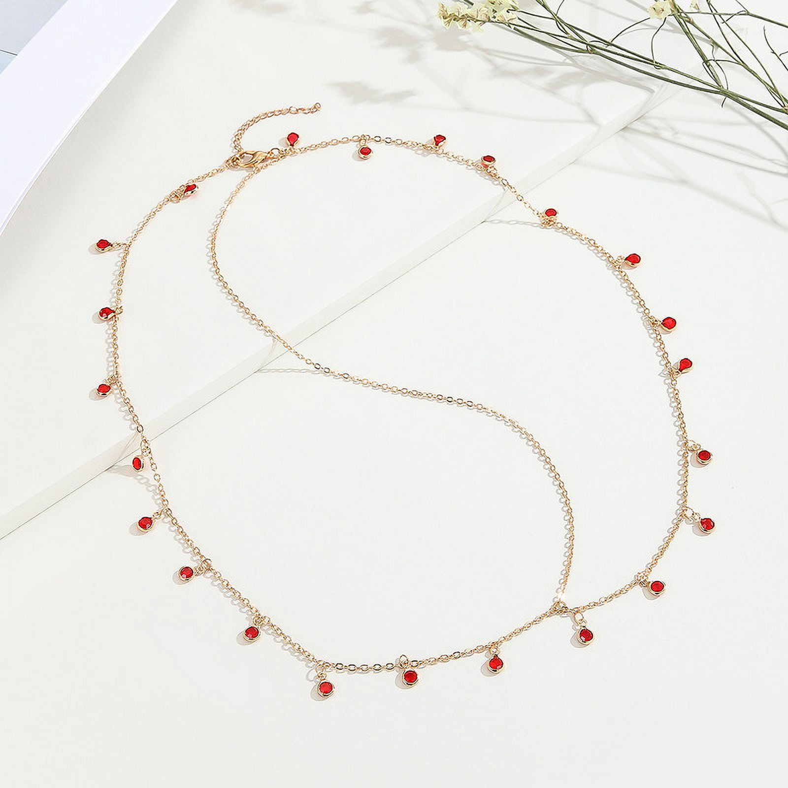 Golden Headpiece Hair Chain Hanging Small Red Bead Head Chain Jewelry ...