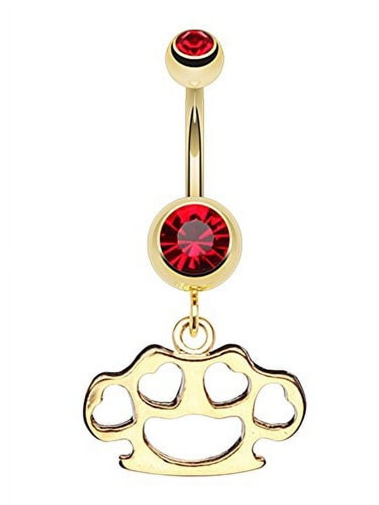 Golden Heart Brass Knuckle WildKlass Belly Button Ring - Walmart.com