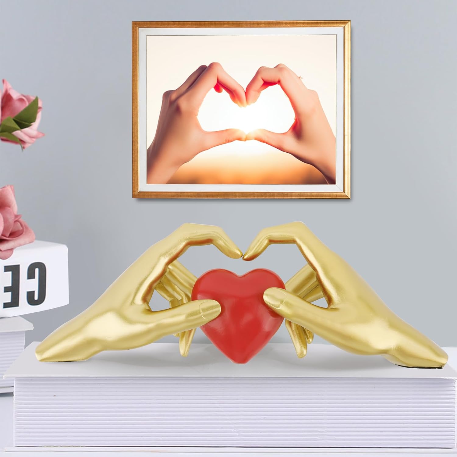 Golden Heart Hand sculpture small statue Small statue - Walmart.com