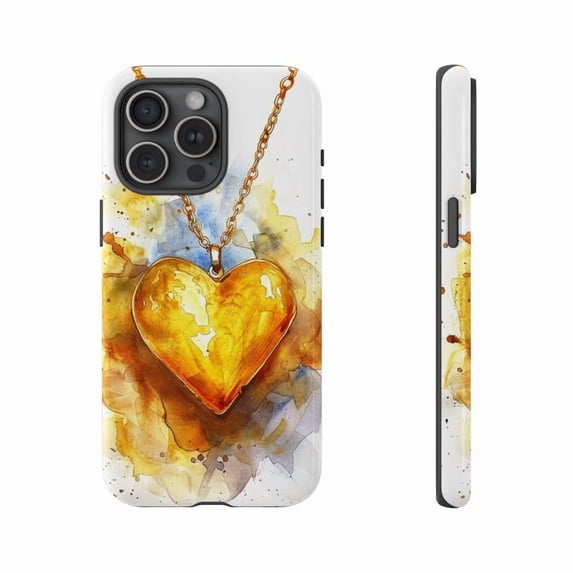 Golden Heart Necklace Jewelry Romantic Phone Case for iPhone 11 12 13 ...