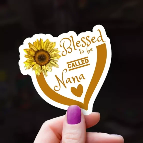Golden Hearts With Sunflower Blessed To Be Called Nana Sticker Phone ...