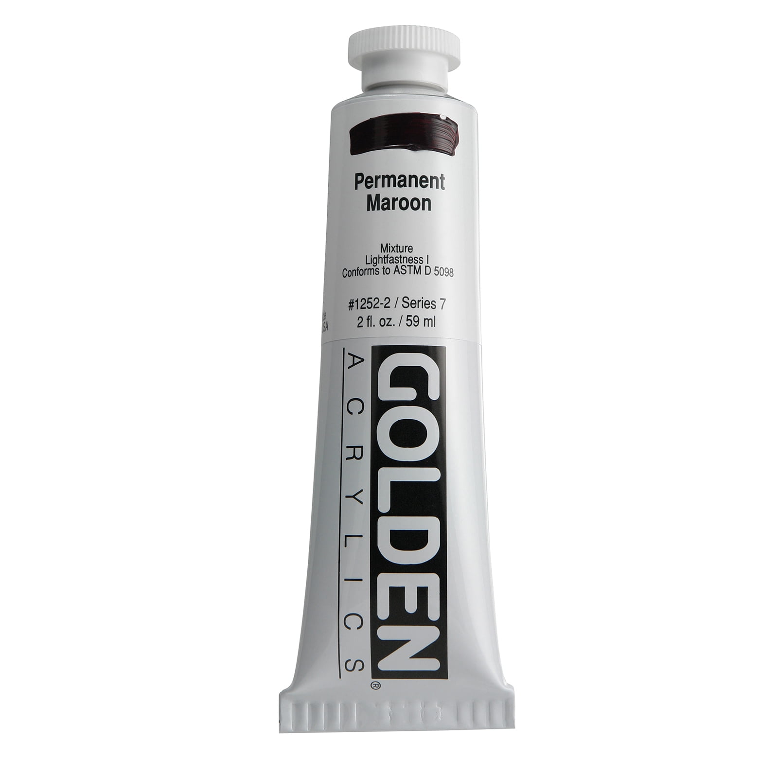 Golden Heavy Body Artist Acrylics - Permanent Maroon, 2 oz Tube Tube ...