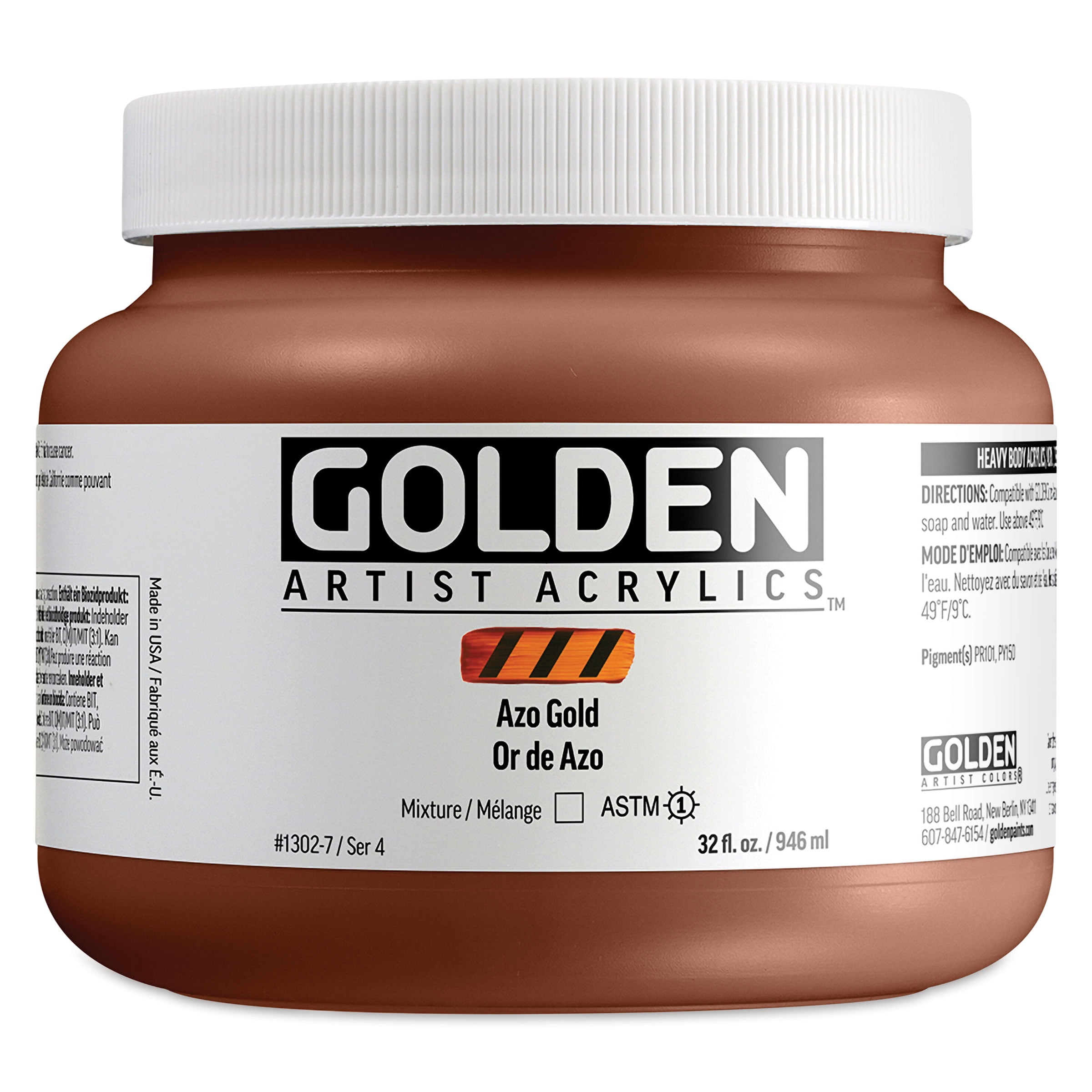 Golden Heavy Body Acrylic Paint - Azo Gold, 946 ml Jar - Walmart.com