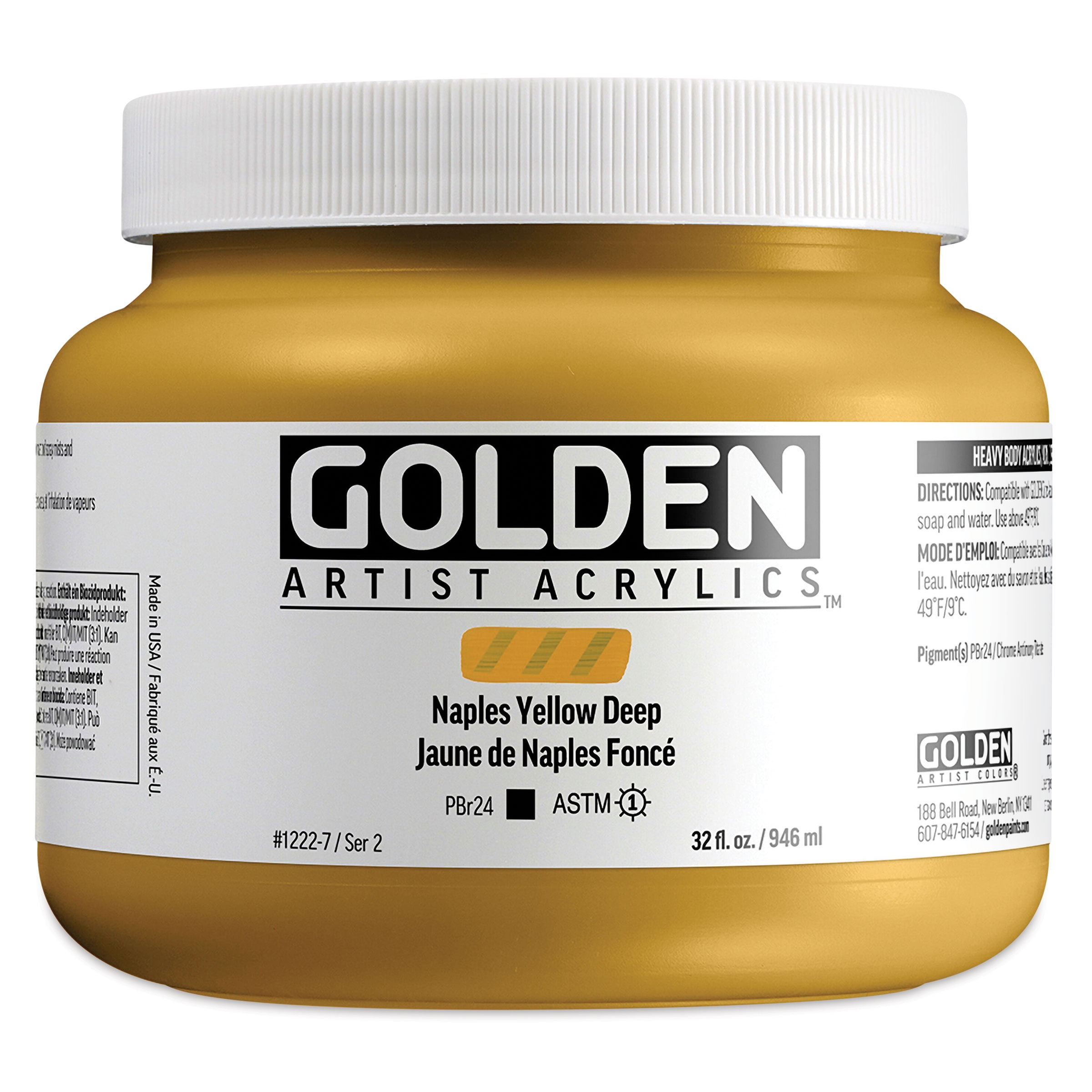 Golden Heavy Body Acrylic Paint - Naples Yellow Deep, 946 ml, Jar ...