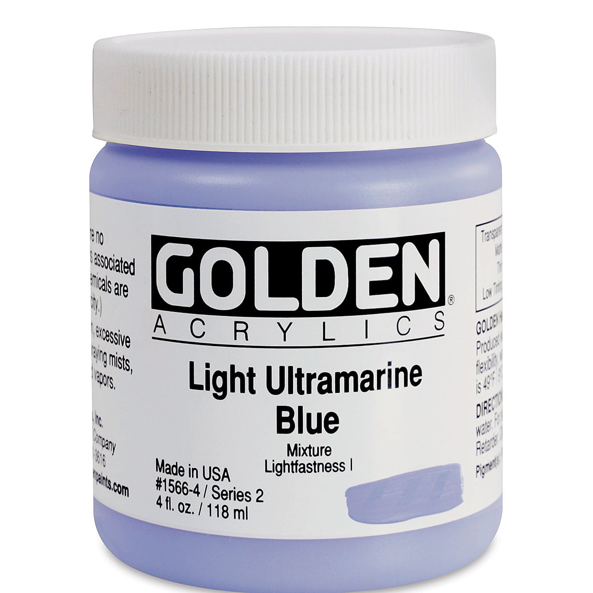 Golden Heavy Body Artist Acrylics - Light Ultramarine Blue, 4 oz Jar ...