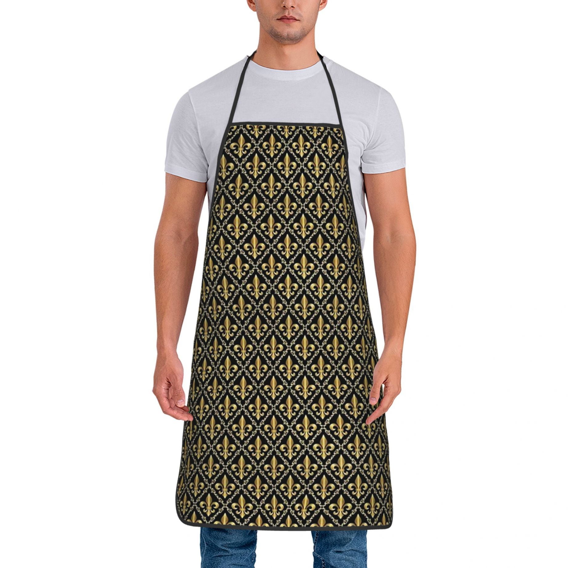 Golden Heraldic Lily Flowers Aprons for Women Men Waterproof Apron ...