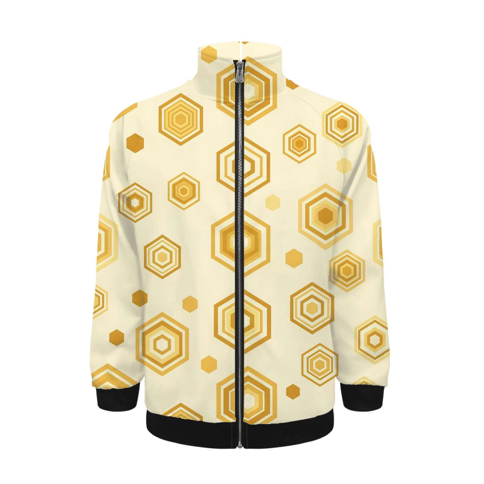 Golden Hexagon Pattern Fabric Jacket Men's Street Cool Long Sleeves ...