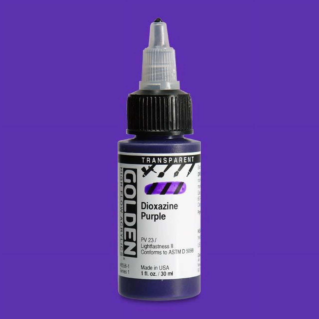 Golden High Flow Acrylic Paint - Transparent Dioxazine Purple, 1 Oz ...