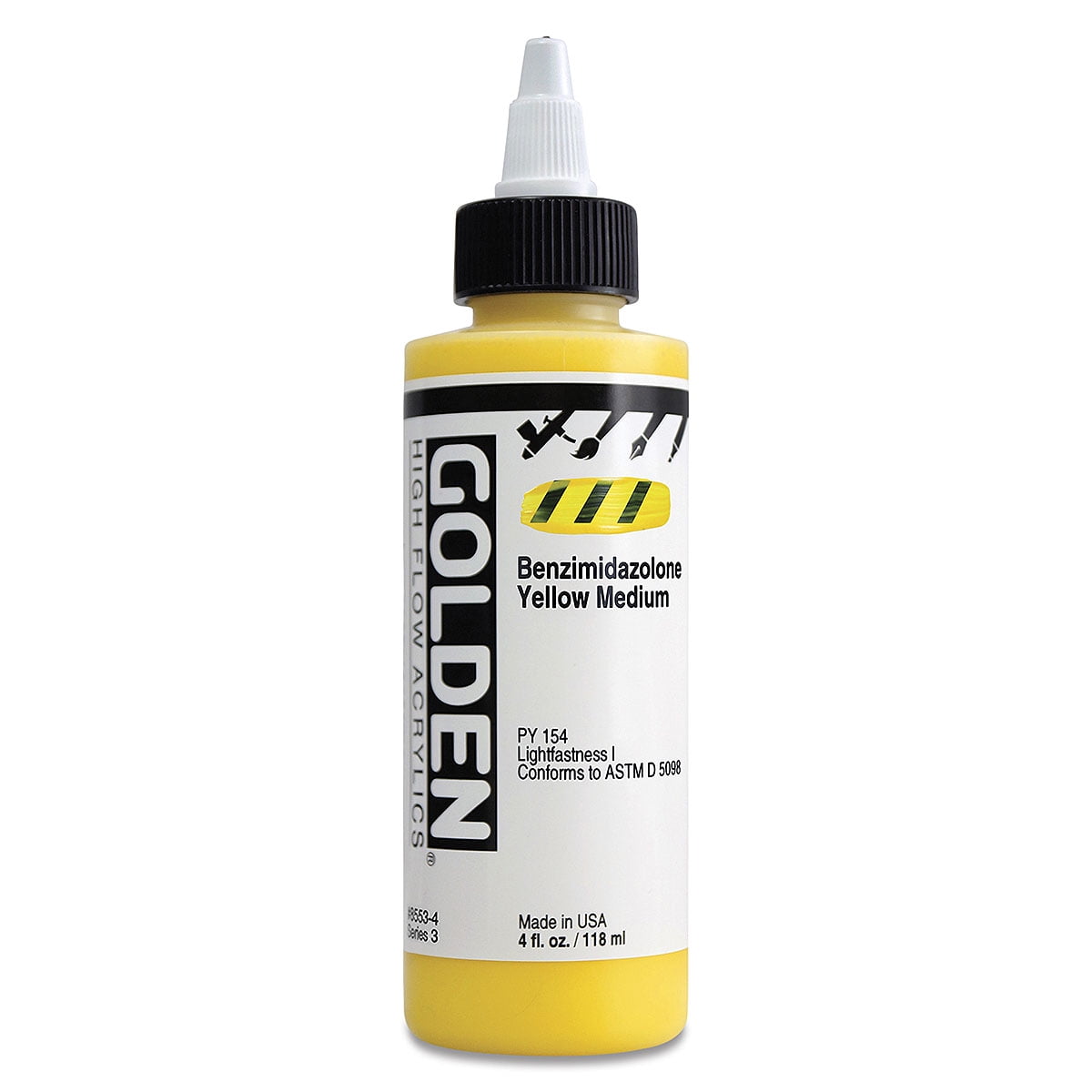 Golden High Flow Acrylics, 4 oz., Benzimidazolone Yellow Medium ...