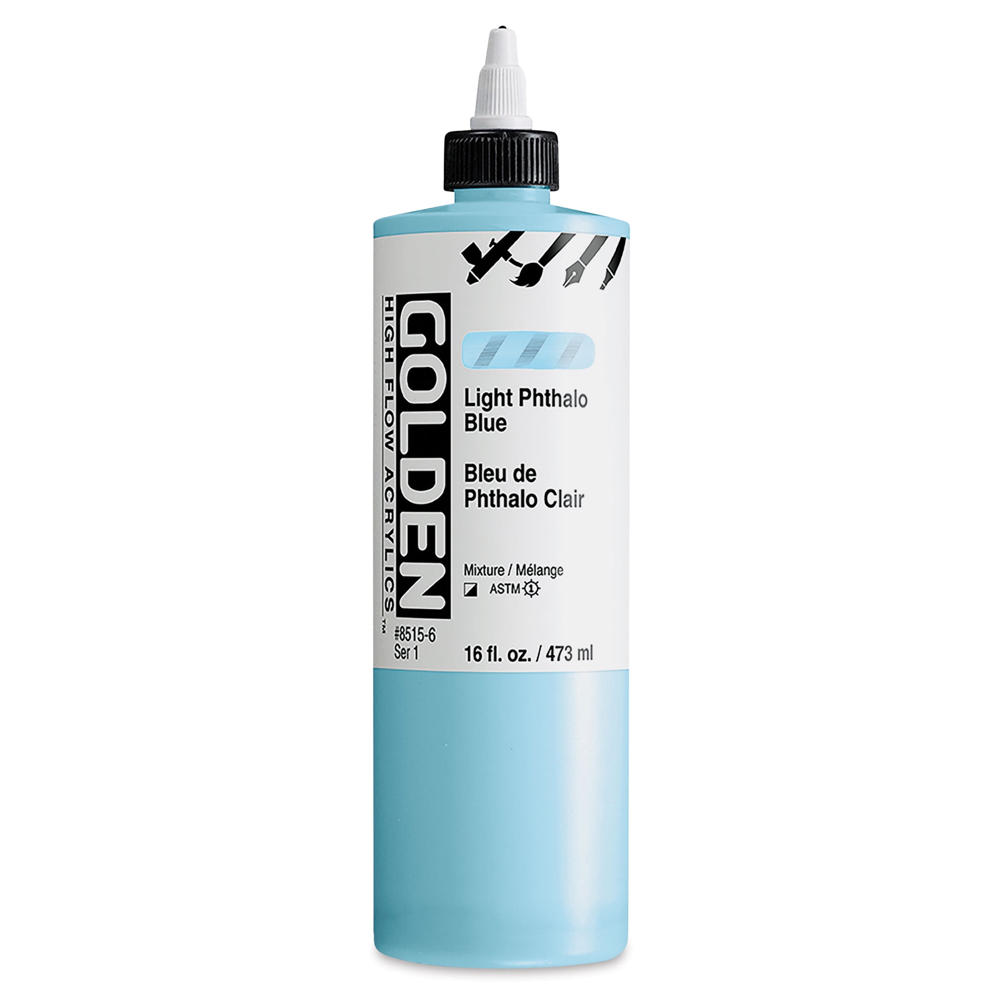 Golden High Flow Acrylics - Light Phthalo Blue, 16 oz bottle - Walmart.com