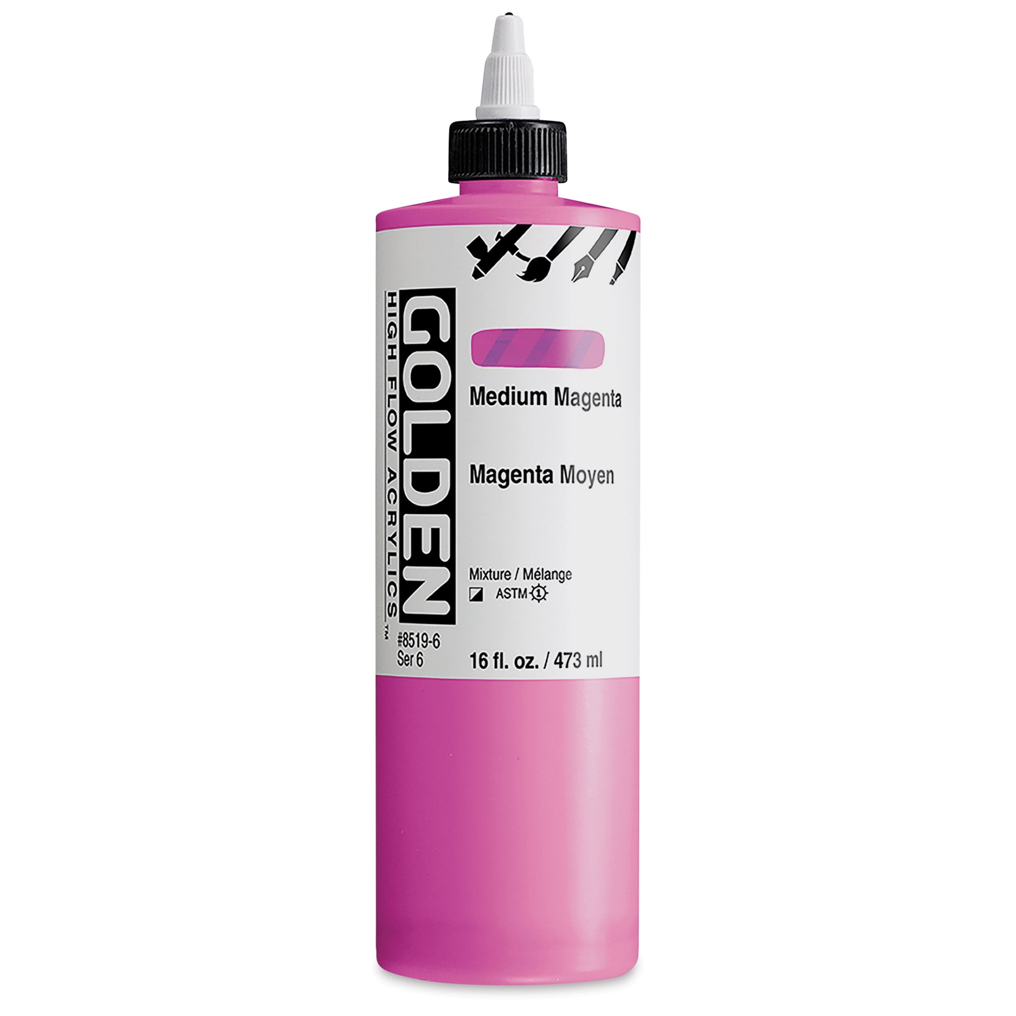 Golden High Flow Acrylics - Medium Magenta, 16 oz bottle - Walmart.com
